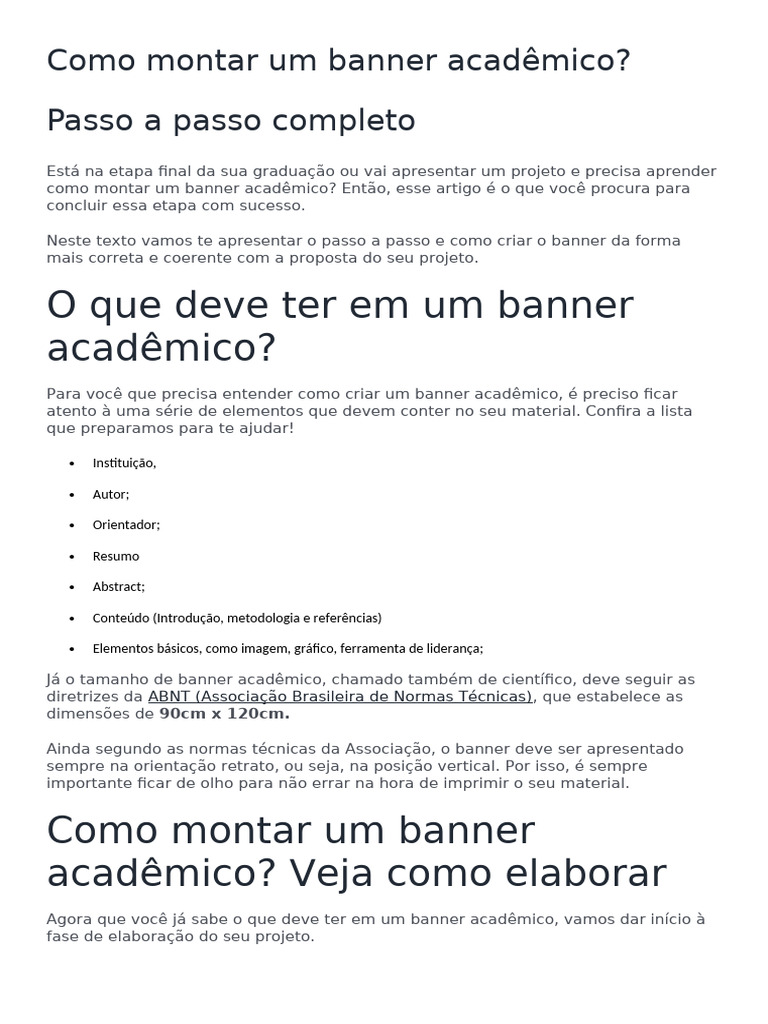 Como Montar Um Banner Acadêmico | PDF | Abstract (resumo)