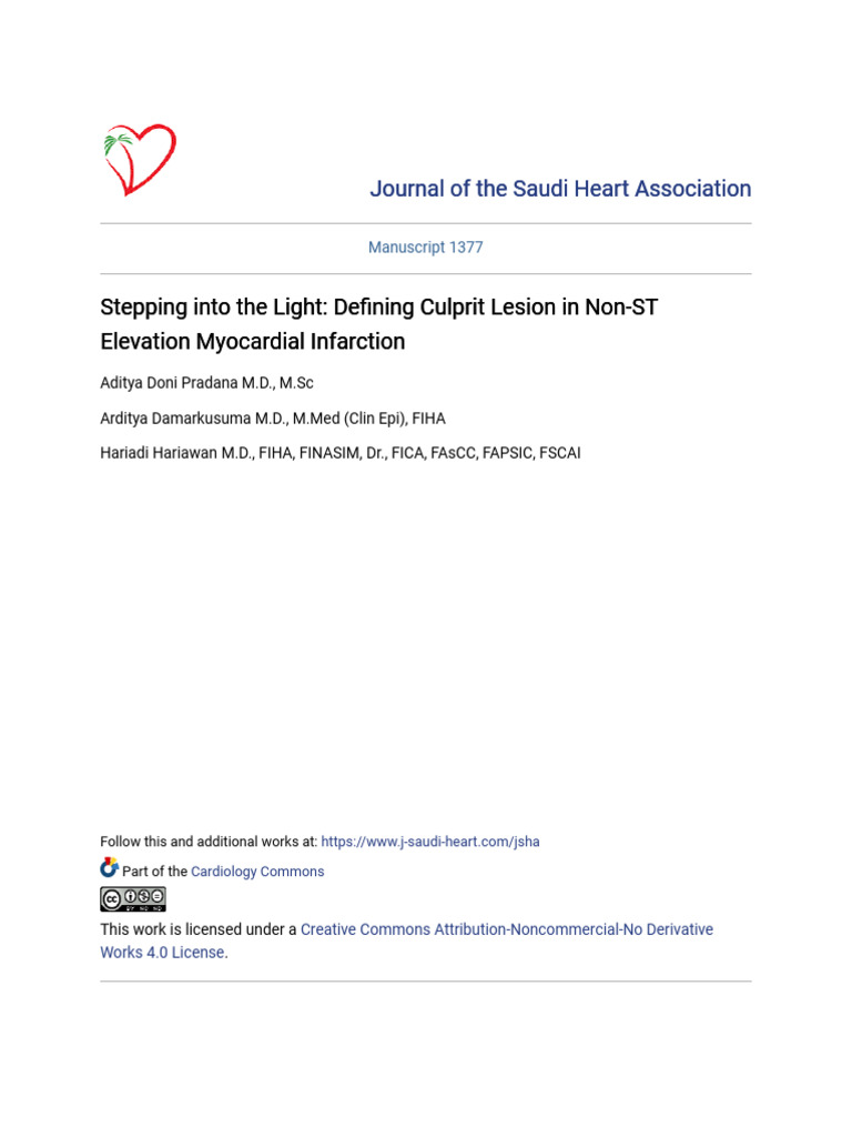 Defining Culprit Lesion in Non-ST Elevation Myocardial Infarction | PDF ...