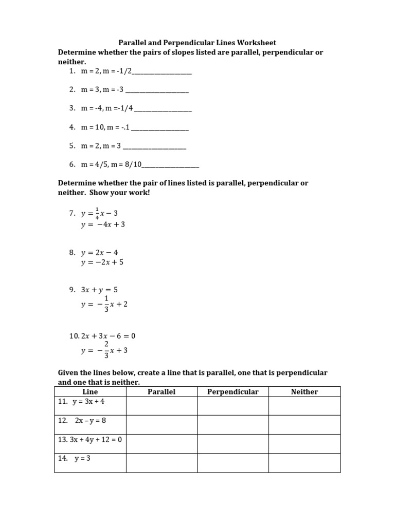 Parallel Perpendicular Lines | PDF