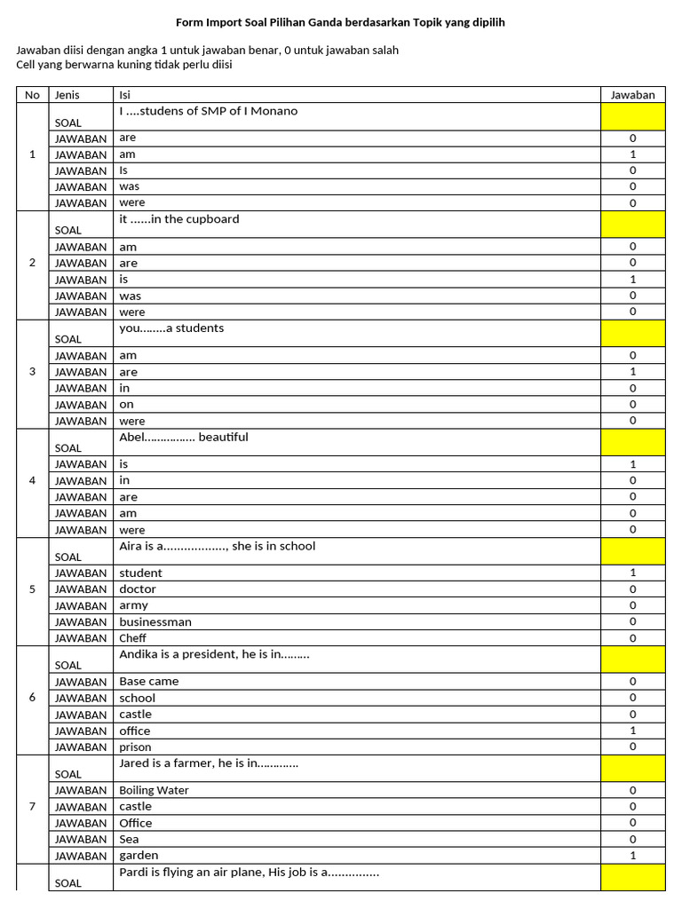 Form Soal Ganda | PDF