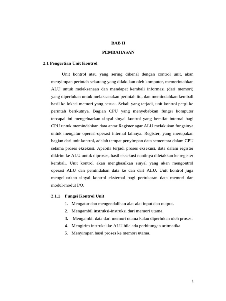 Makalah Operasi Unit Kontrol | PDF