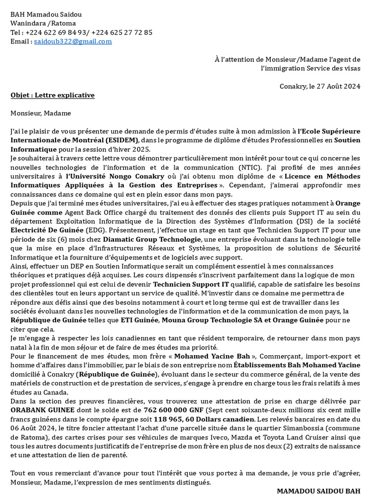 Ma Lettre de Motivation | PDF