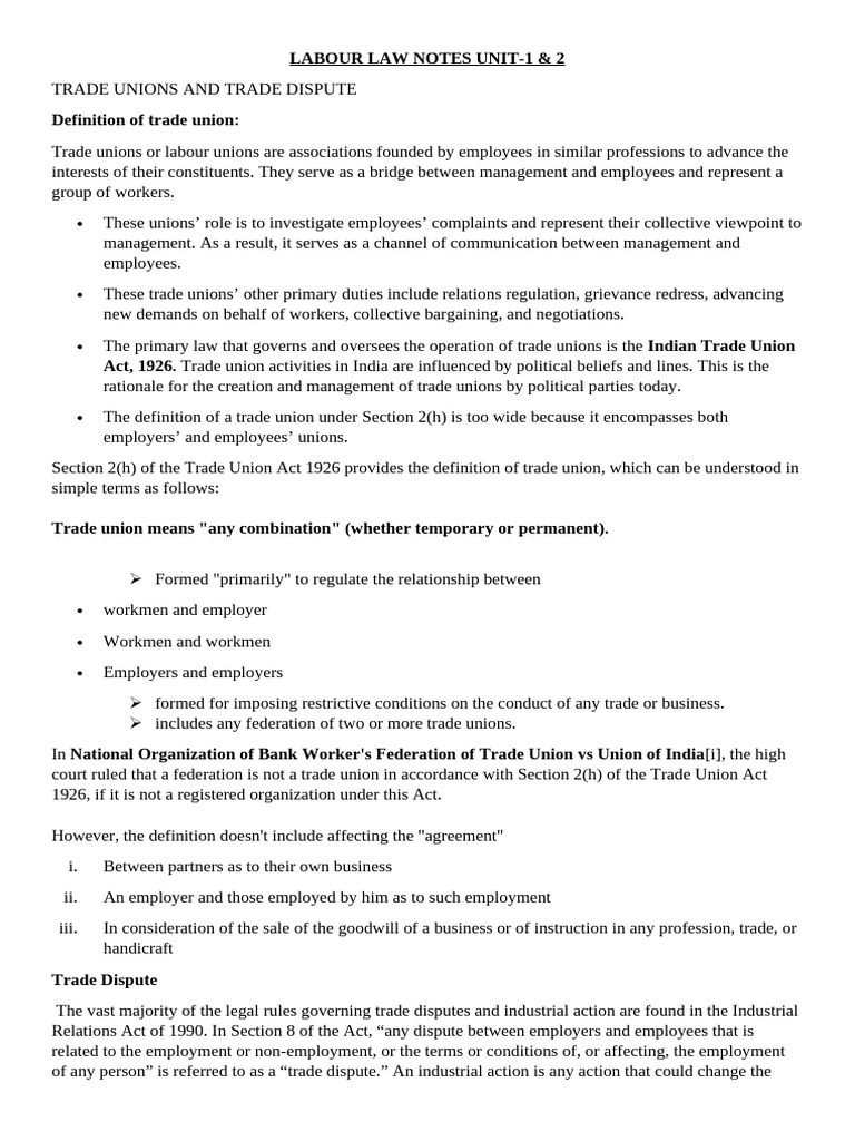LABOUR LAW NOTES UNIT | PDF