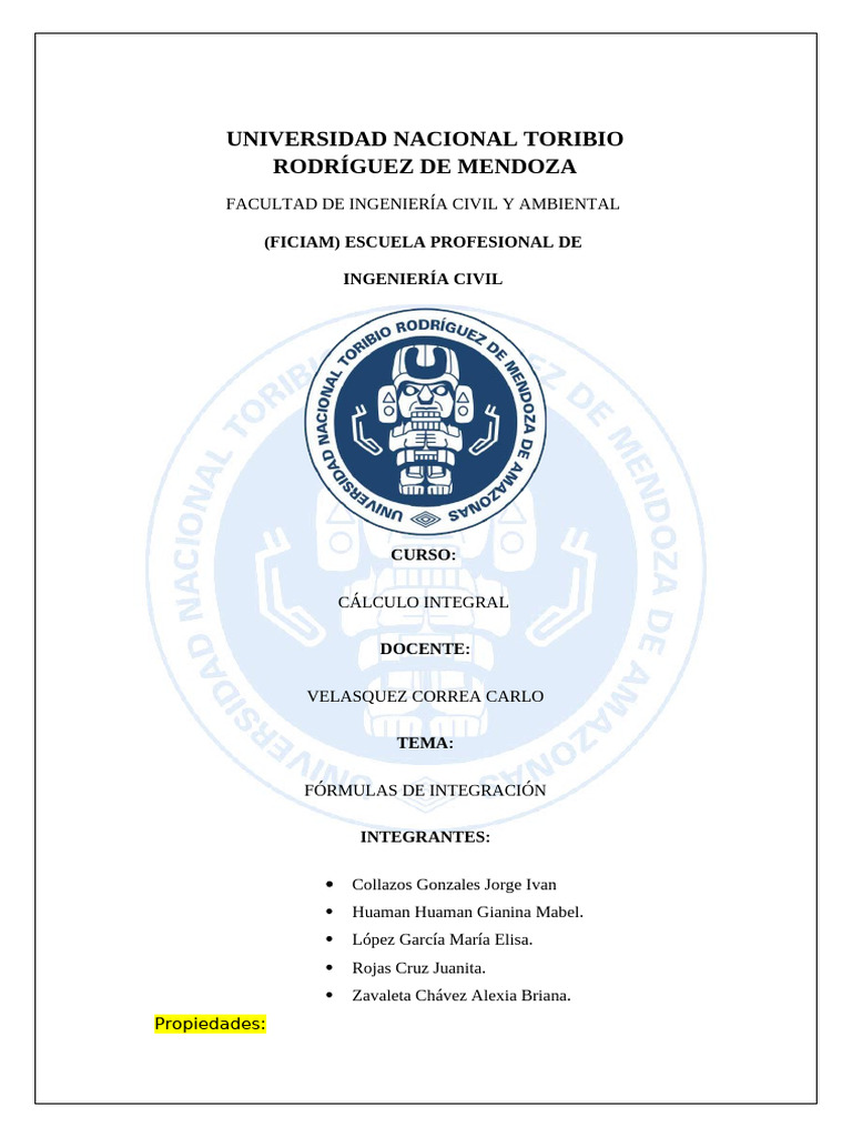 Formulas de Integracion | PDF