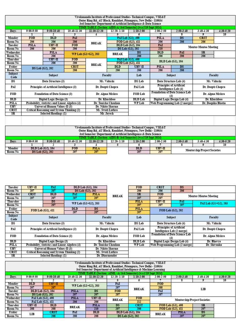 NewTT From 19-09-2024.xlsx - Google Sheets | PDF | Computer Science ...