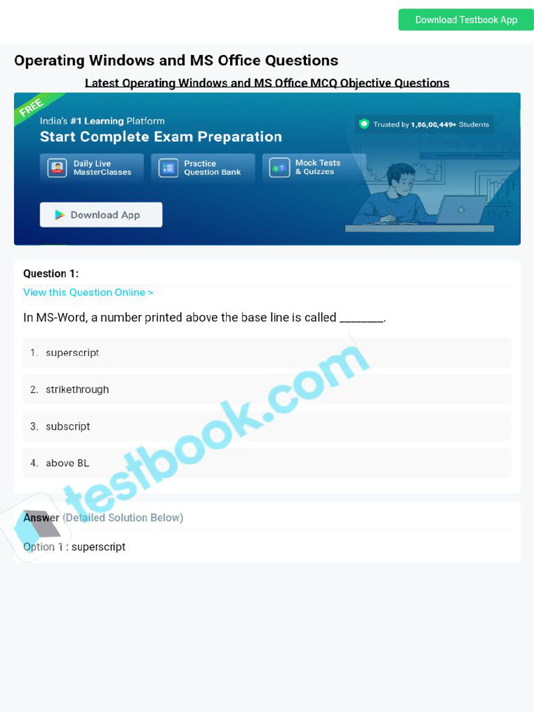 Mcq on Operating Windows and Ms Office 5eea6a1339140f30f369eed4 | PDF
