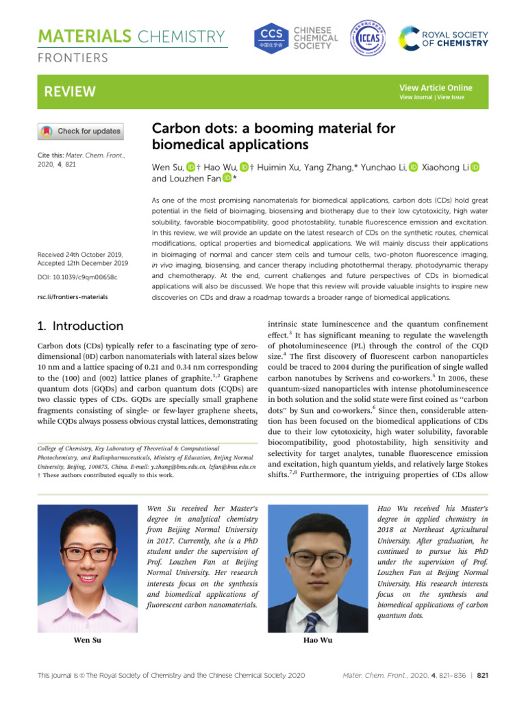 C-Dots Material For Biomedical Applications | PDF