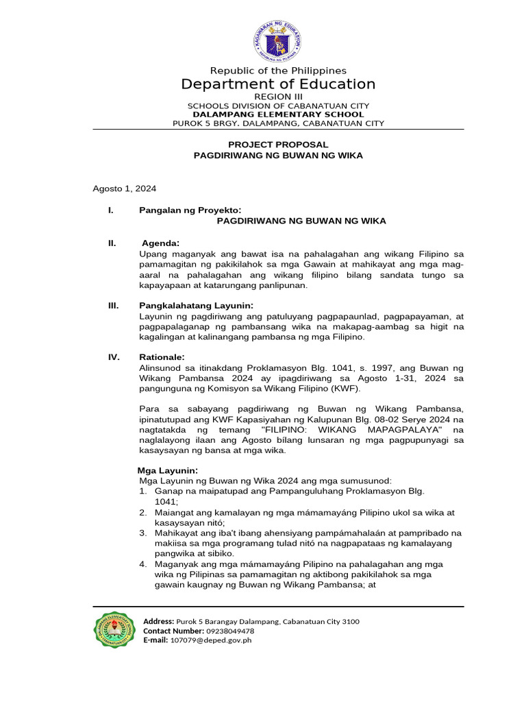 Buwan NG Wika Project Proposal With ACR | PDF