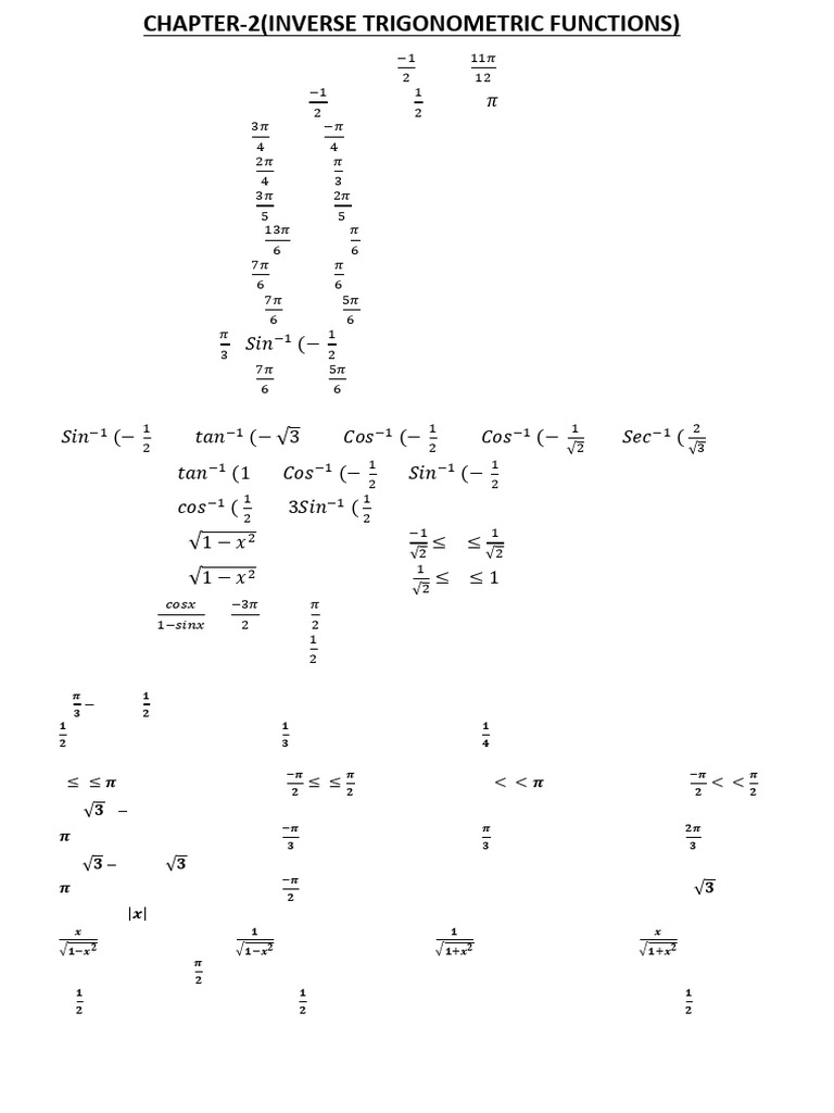 Inverse Trigonometric Functions Worksheet | PDF | Trigonometric ...