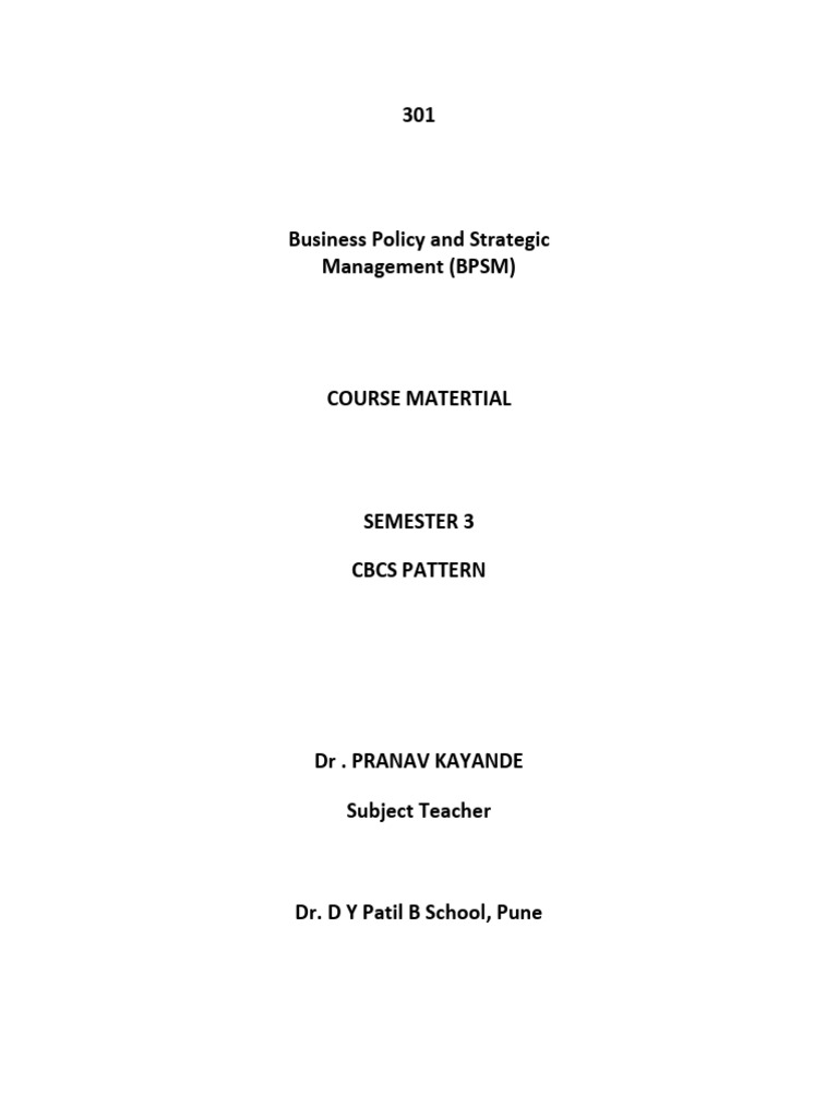 BPSM Course Material | PDF