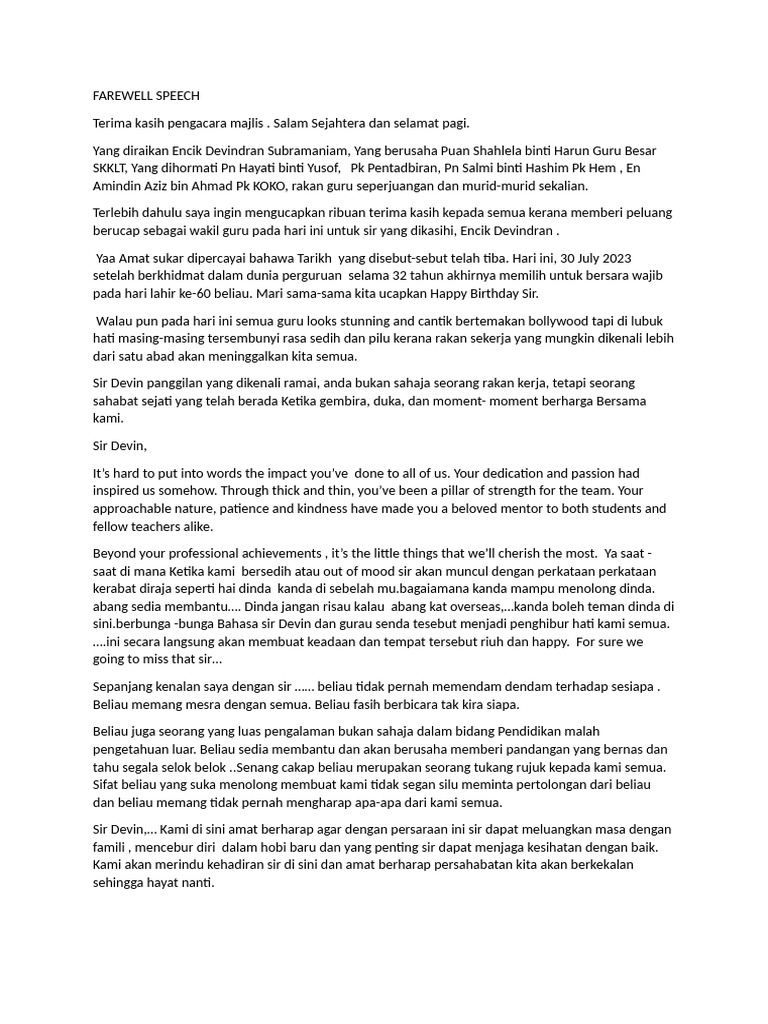 Farewell Speech | PDF