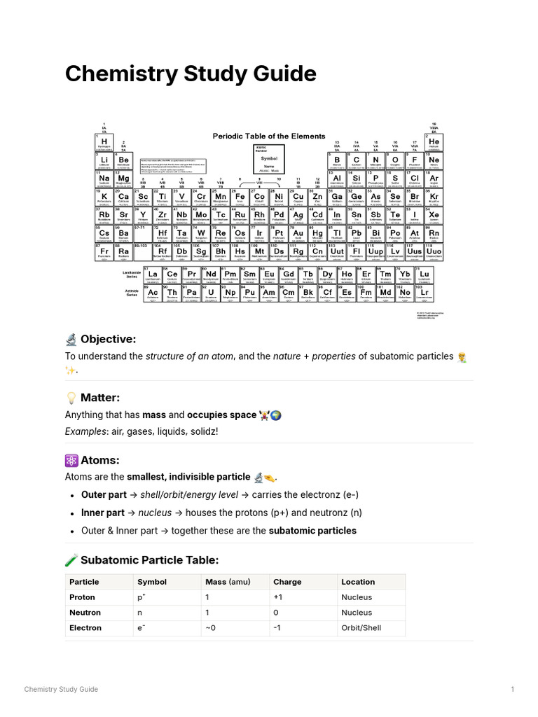 Chemistry Study Guide | PDF