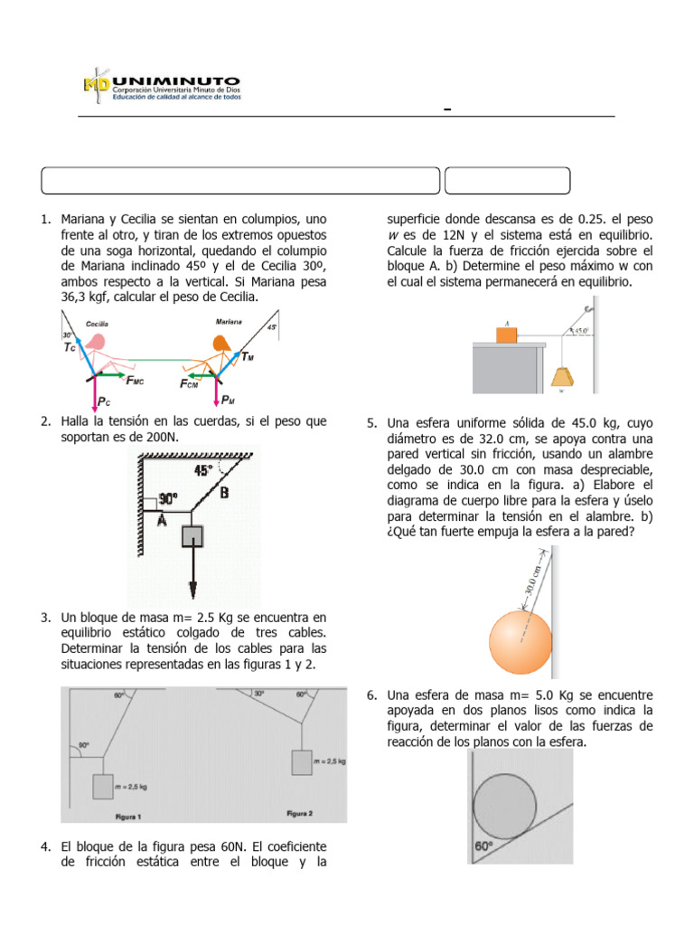 Taller de Estática. | PDF