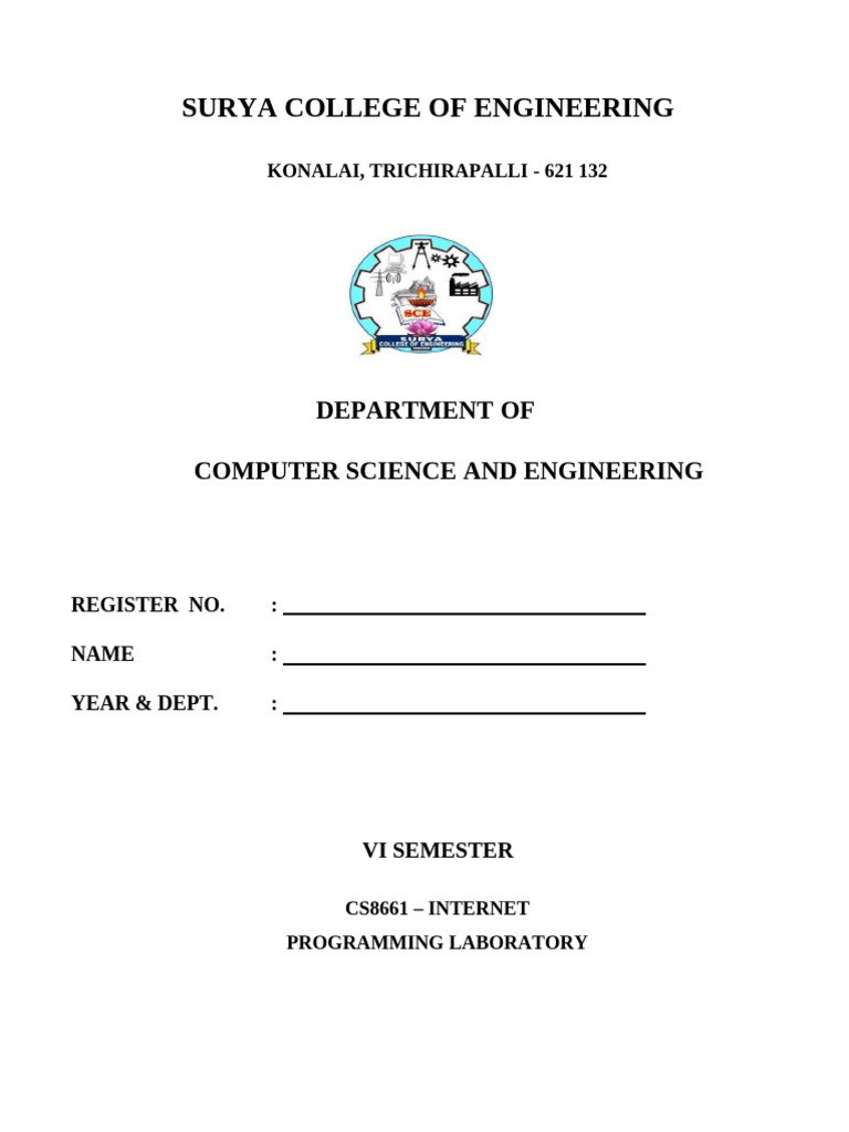 Cs8661-Internet Programming Lab Manual | PDF