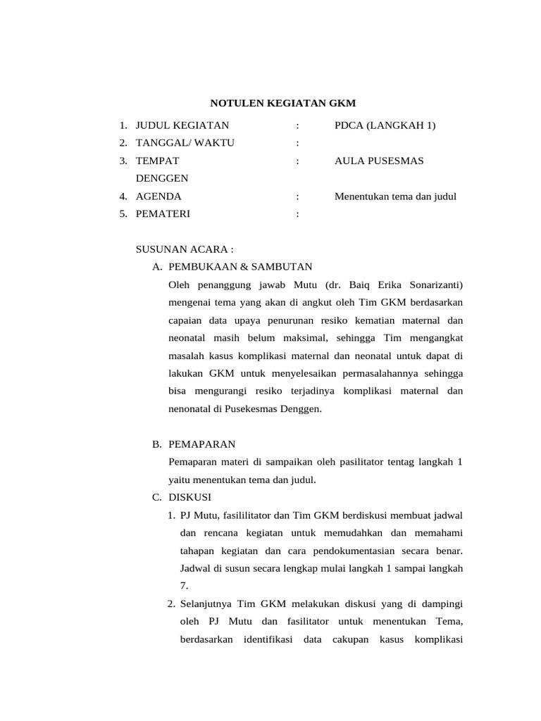 Notulen Kegiatan GKM | PDF