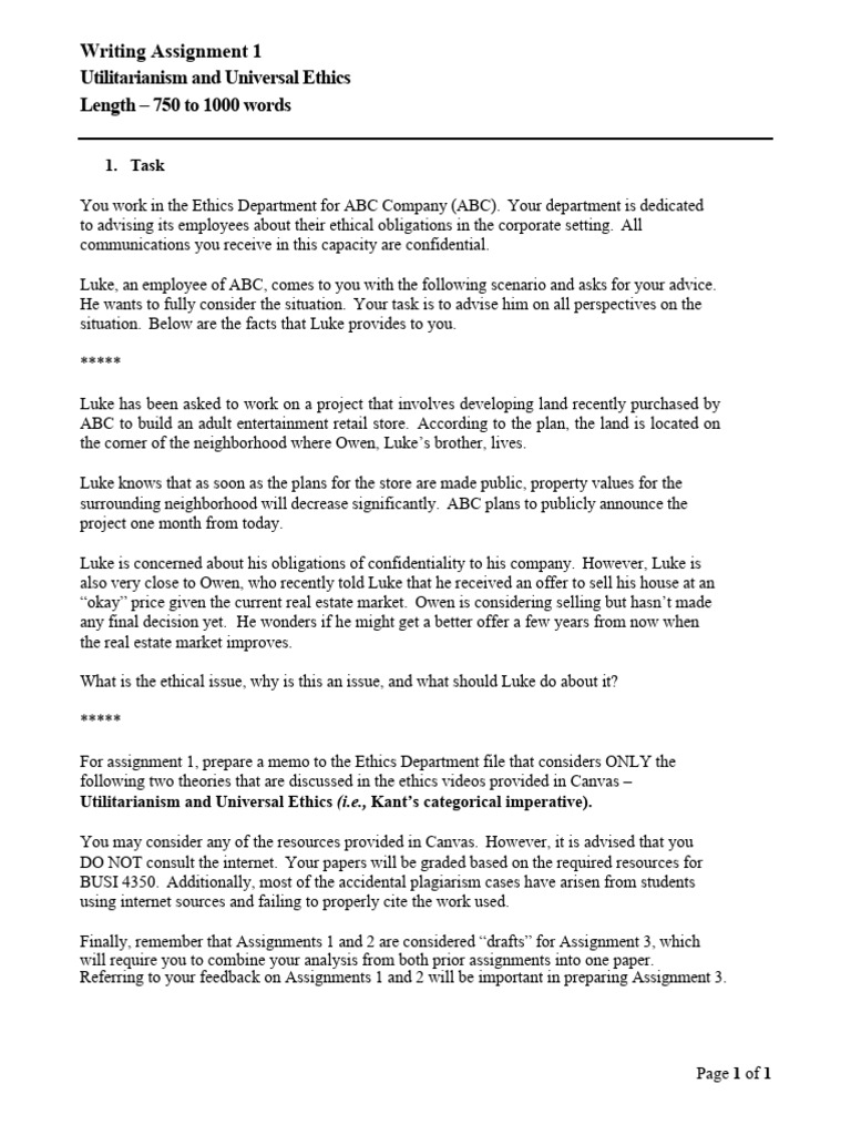 Writing Assignment 1 Prompt | PDF