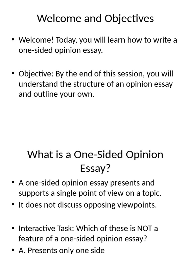 One Sided Opinion Essay Lesson | PDF