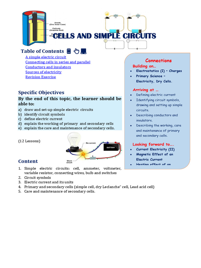 1.10 Cells and Simple Circuits | PDF