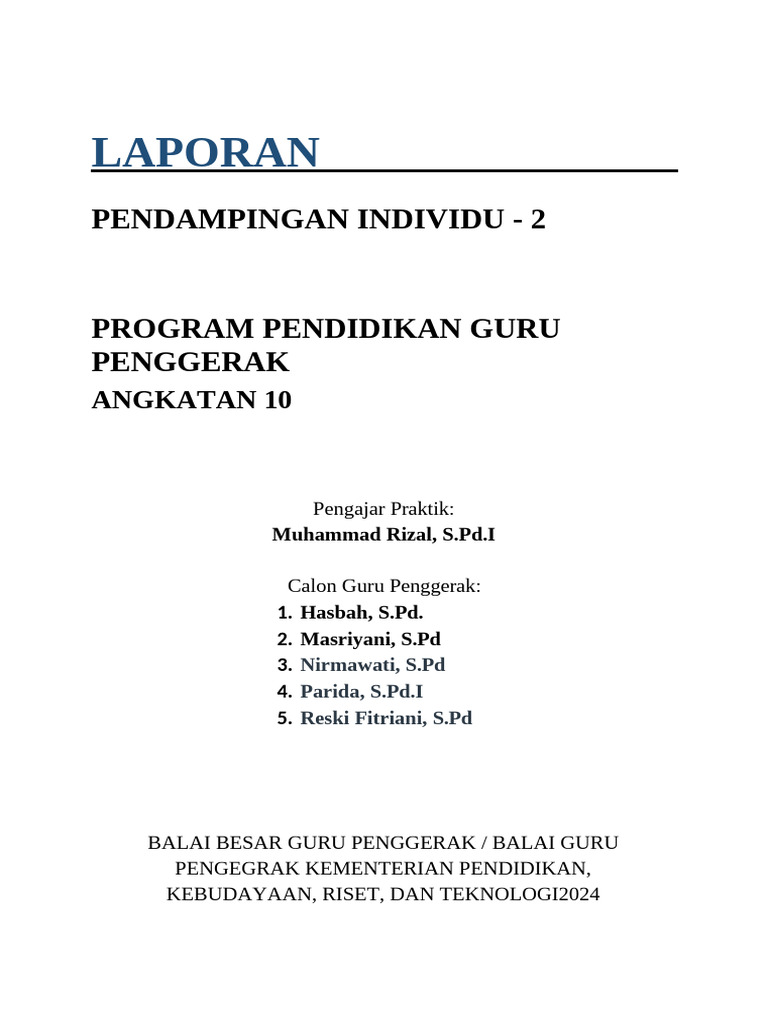 Laporan: Pendampingan Individu - 2 | PDF