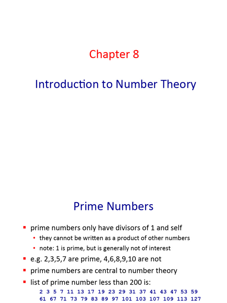 ch08 - Introduction to Number Theory | PDF