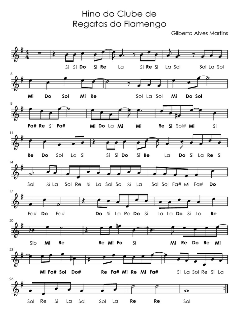 Hino Do Flamengo - Partitura | PDF