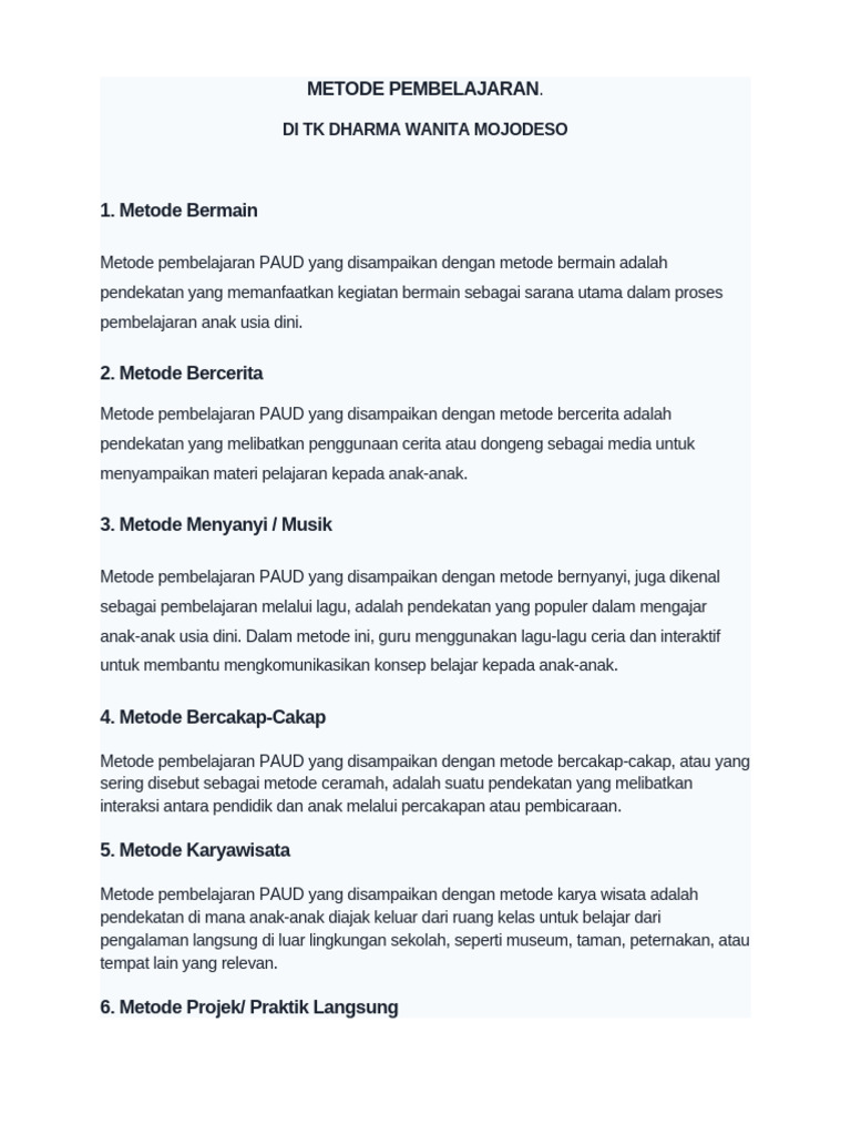 Metode Pembelajaran | PDF