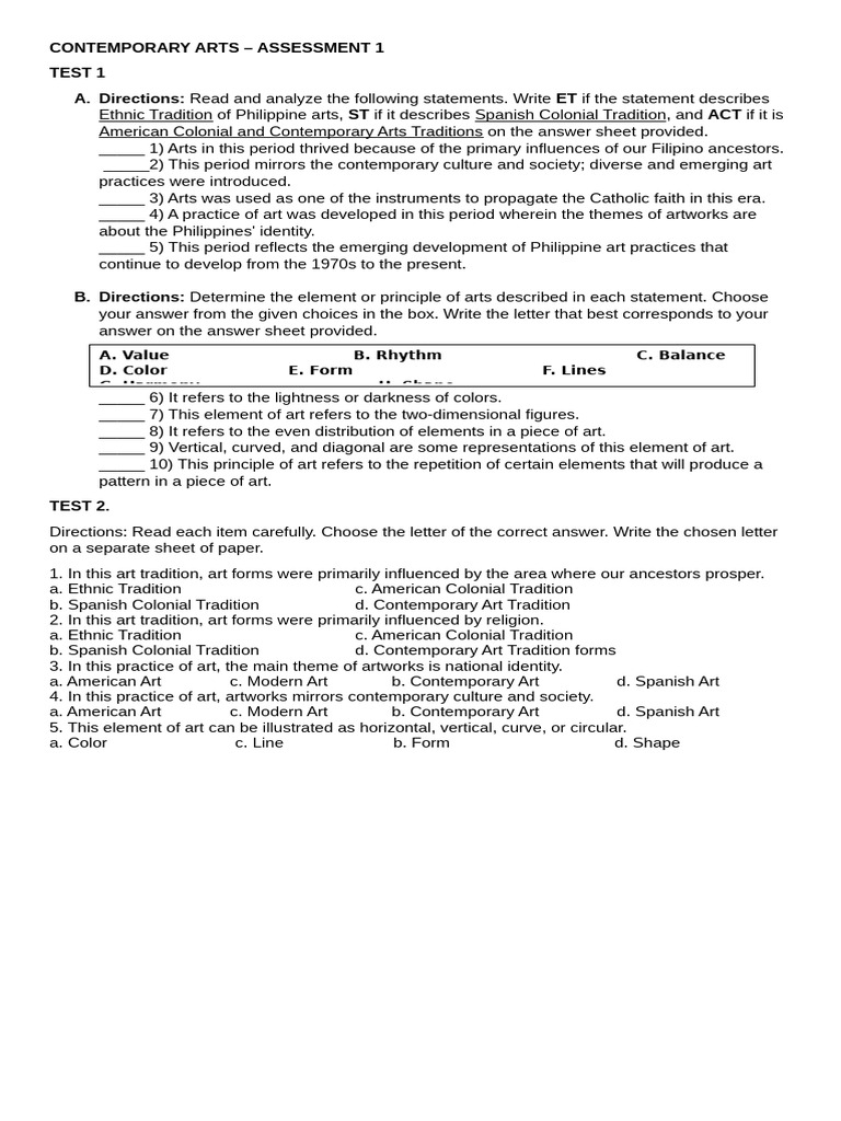 Contemp. - Assessment 1. | PDF