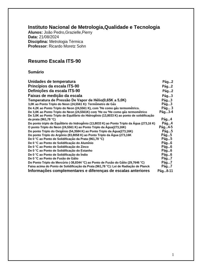 Resumo (ITS-90) | PDF