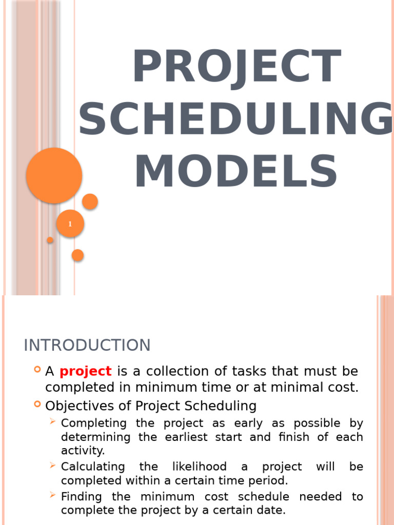 Project Scheduling Models | PDF