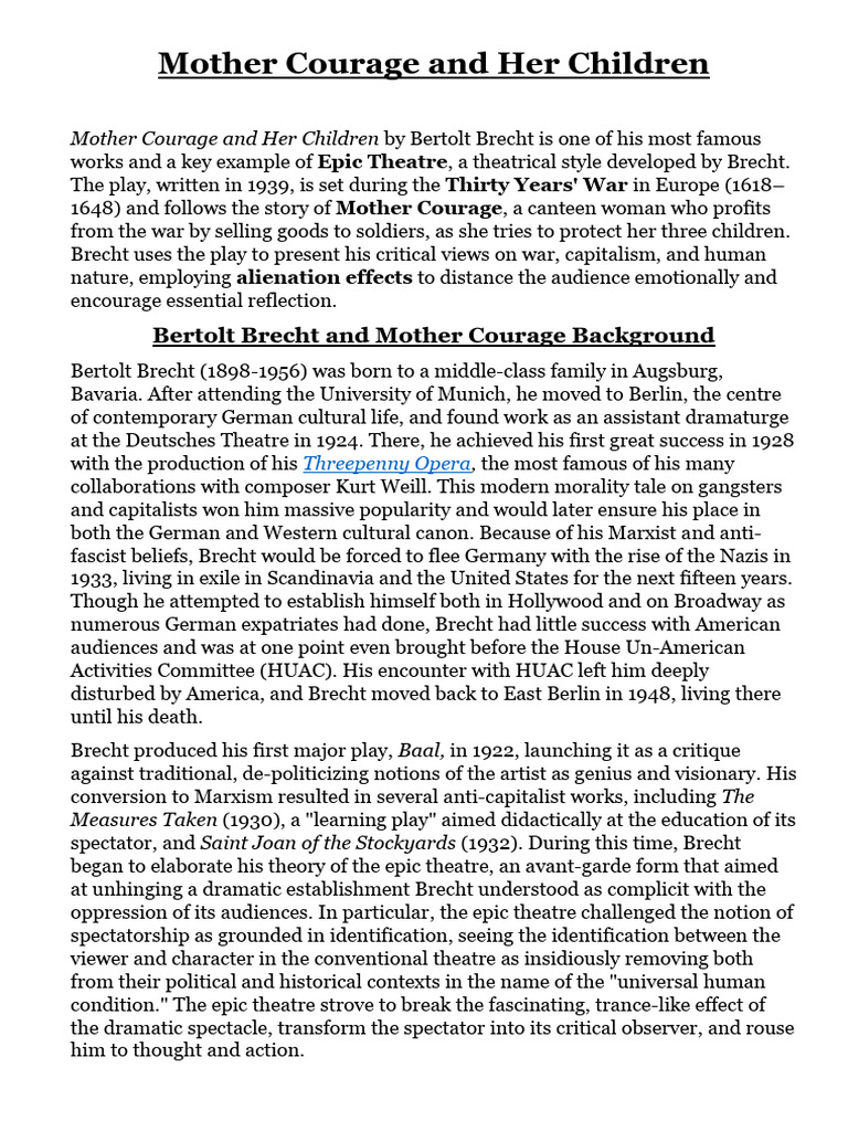 Mother Courage and Her Children | PDF | Courage | Classics