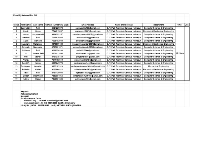 Aptitude Test - D. Y. Patil Technical Campus, Kolhapur (Responses) - GD ...