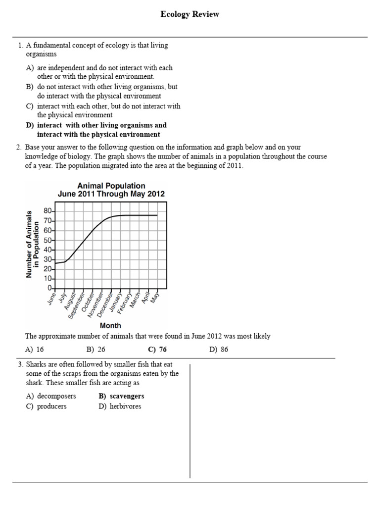 Ecology Review ANSWERS | PDF