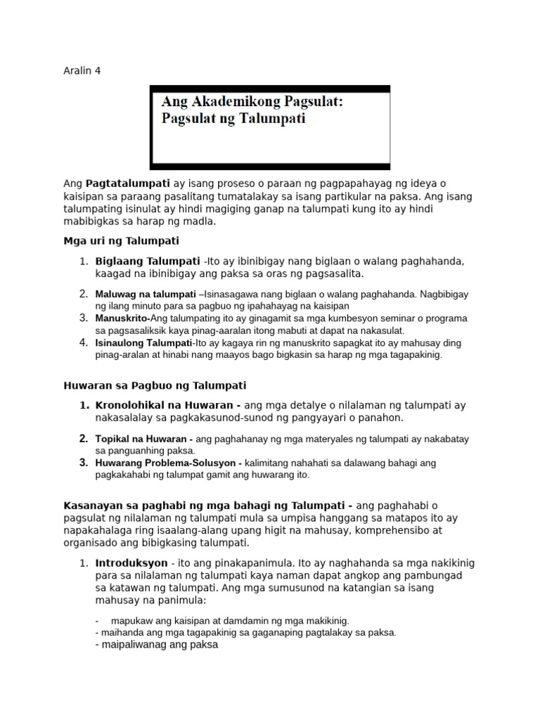 Aralin-4-Pagsulat-ng-Talumpati | PDF