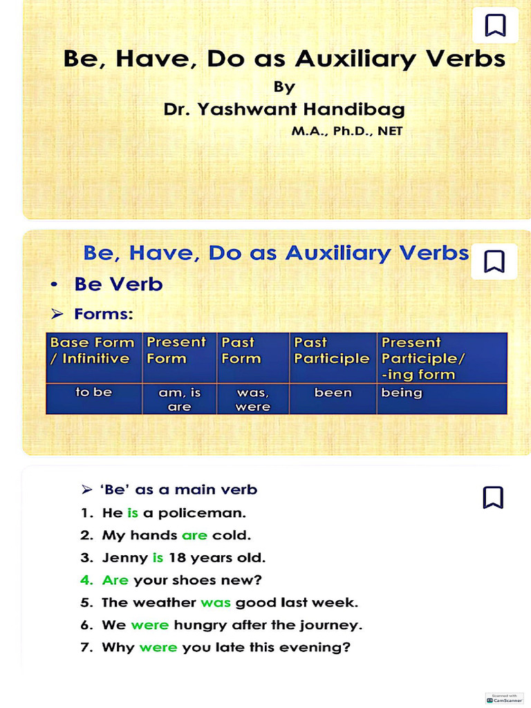 Auxiliary Verbs. Be, Have, Do | PDF