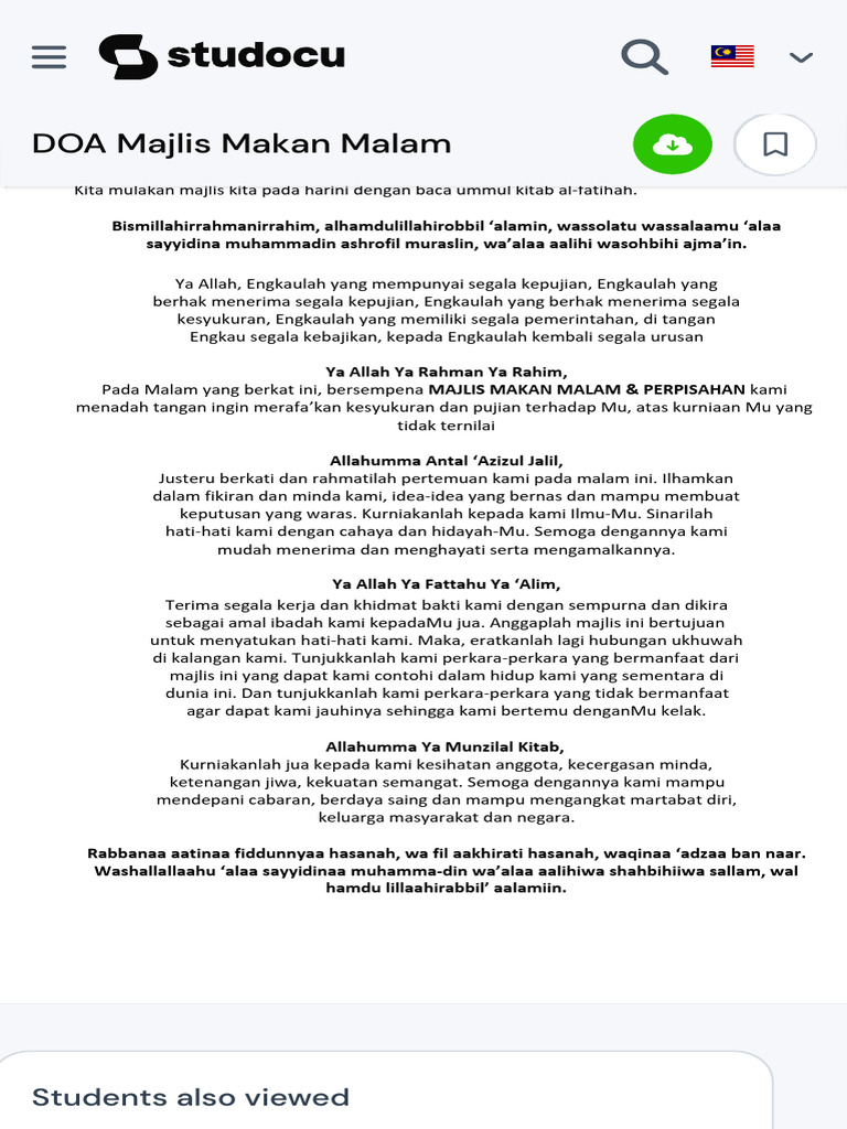 DOA Majlis Makan Malam - DOA MAJLIS MAKAN MALAM K… | PDF