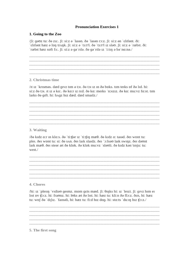 Pronunciation Exercises 1 | PDF