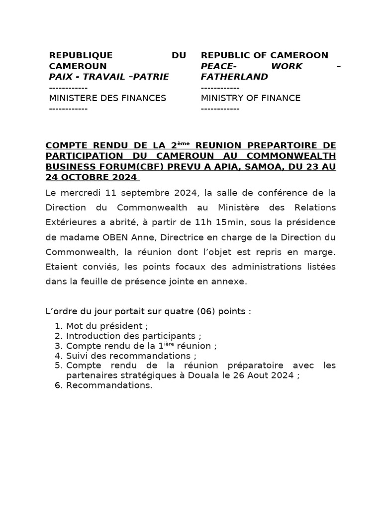 Compte Rendu Commonwealth | PDF