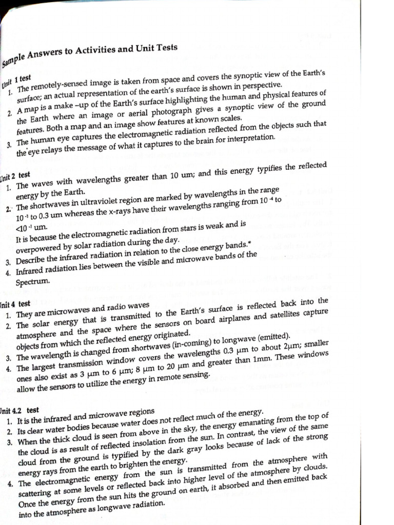 Remote Sensing Activities Answers | PDF