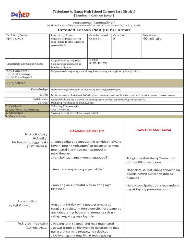 1682399383921lesson Plan For Demo. | PDF