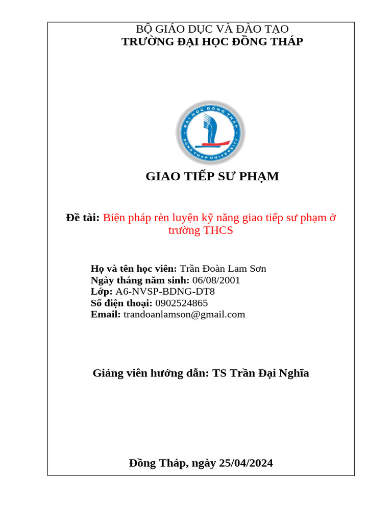 Tran Doan Lam Son - NVSP - GTSP | PDF
