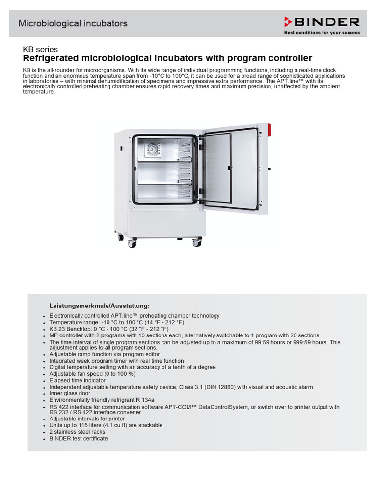 Binder-KB serisi inkübatörler | PDF