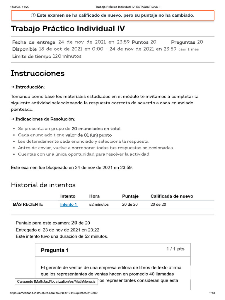 Trabajo PR Ctico Individual IV ESTADISTICAS II PDF | PDF