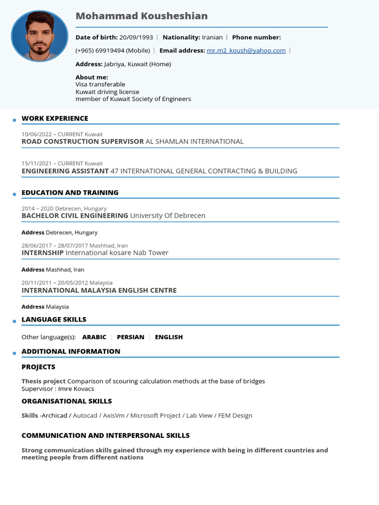 Cv _ Mohammad Kousheshian | PDF