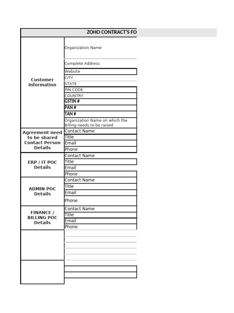 KPM - ERP - Zoho Contract Format | PDF