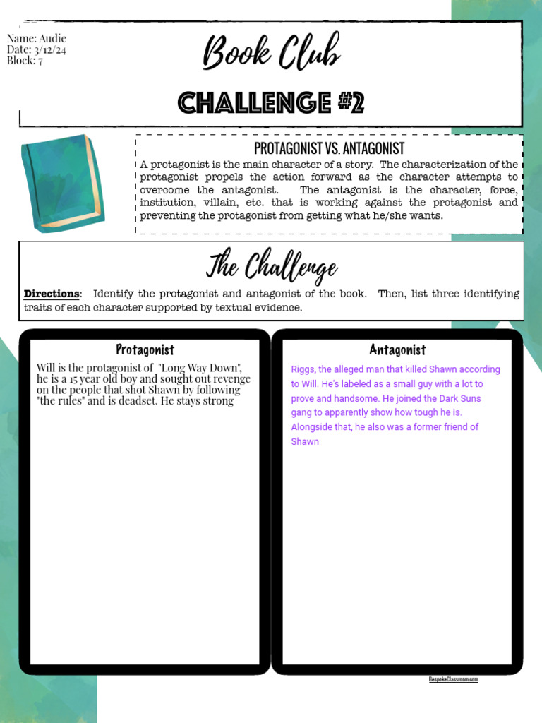Book Challenge 2 & 6 AND Journals 4 & 8 | PDF