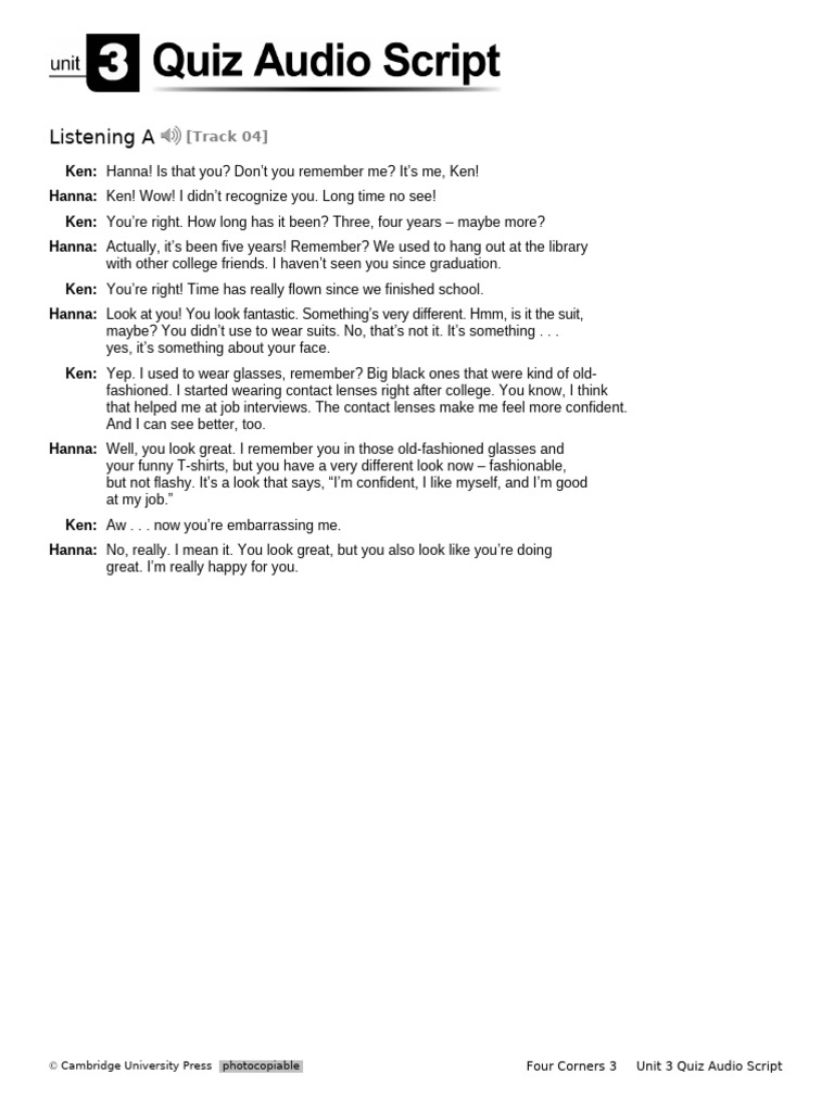 Four Corners Second Edition - Level 3 - Q03 - Script | PDF