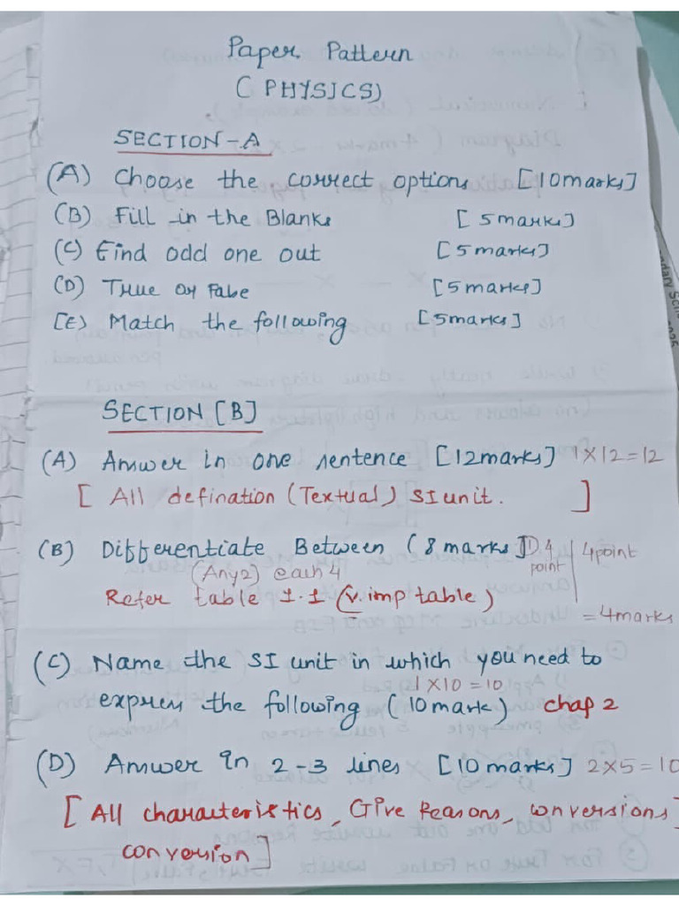 Physics 6 STD Paper Pattern&Revision | PDF