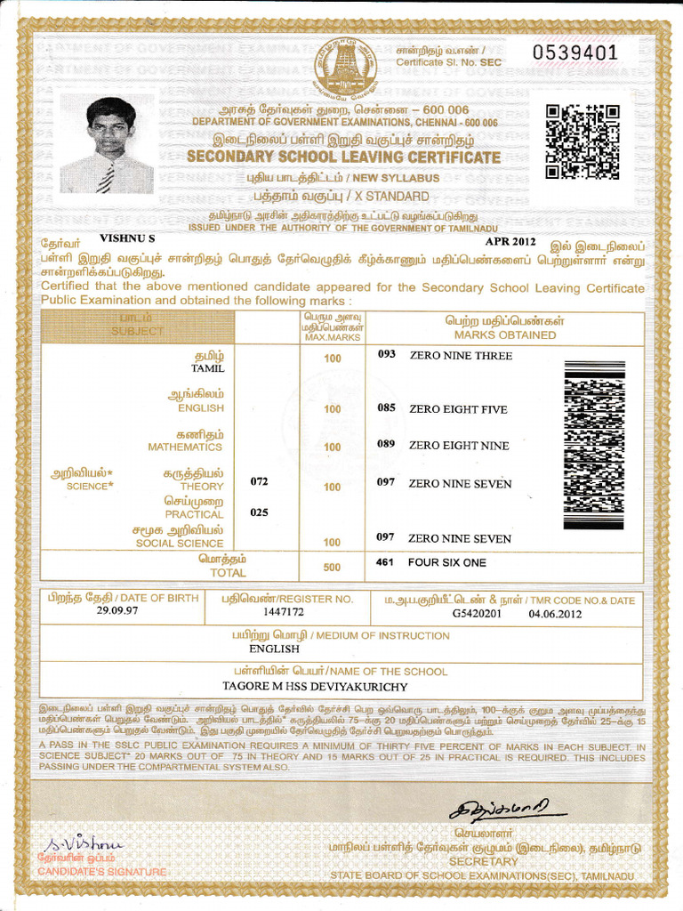 10th Marksheet | PDF