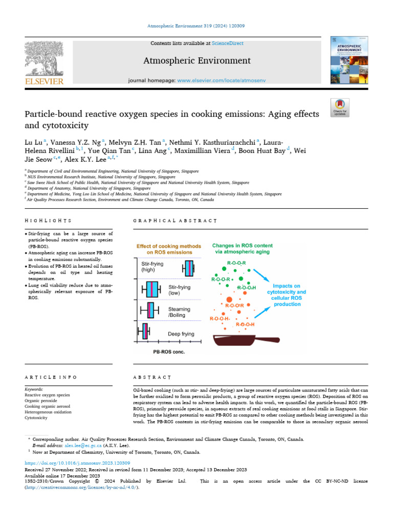 Particle-Bound Reactive Oxygen Species in Cooking Emissions Aging ...