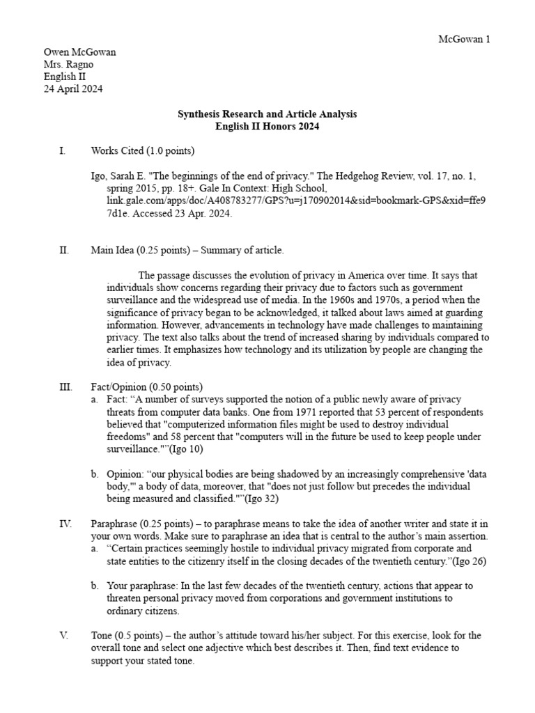 The Beginnings of The End of Privacy - Research - Synthesis Article ...